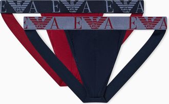 Emporio Armani Herren Bold Monogram 2-Pack Thong Tangah&ouml;schen, blau, S