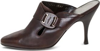 Ferragamo mules en cuir à fini verni - Marron