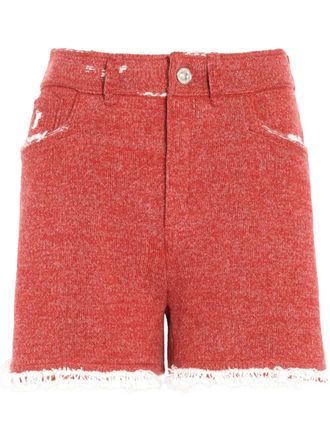 Barrie short en maille fine à franges - Rouge