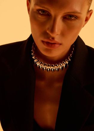 Mango Starres Choker-Collier mit Relief silber - Damen - Einheitsgr&ouml;&szlig;e - MANGO