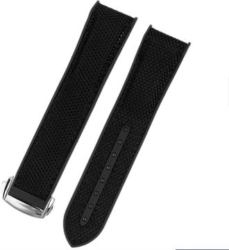Generic Uhrenarmband für Omega 300 600 Planet Ocean Faltschließe Silikon Nylonband Zubehör Bandkette
