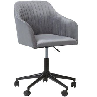Beliani Beliani - Arbeitshocker Grau aus Samtstoff Bürostuhl mit Rollen Elegant Modern