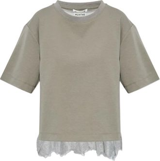 Munthe T-Shirt mit Spitzenbesatz - Grau