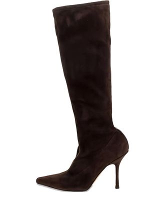 Jimmy Choo London bottes en daim à bout pointu 105 mm - Marron