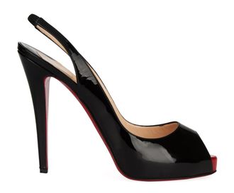 Christian Louboutin Patent Leather Slingback Peep Toe Pumps Size 36.5