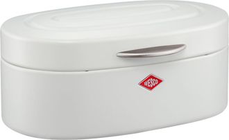 WESCO Wesco Single Elly Brotkasten in der Farbe weiß matt, pulverbeschichtetes Stahlblech, Lüftungslöcher und stabiler Handgriff