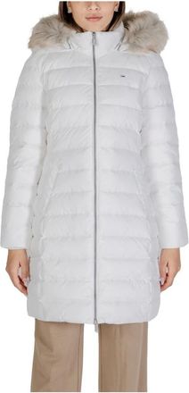 Tommy Jeans Femme, Manteaux, Blanc, Taille: 36 FR Veste Blanche à Capuche Automne/Hiver Femme