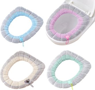 Generic Warme Toilettensitzauflage - 30 x 30 cm gro&szlig;er Pl&uuml;sch-Badezimmerbezug, leicht zu reinigendes wiederverwendbares Toilettenkissen, bequemer Winterschutz