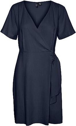 Vero Moda Vmmymilo SS WVN GA Robe enveloppante Courte pour Femme, Blazer Bleu Marine., XS