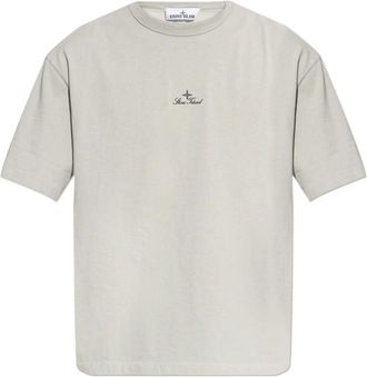 Stone Island Homme, Tops, Gris, Taille: L T-Shirt Avec Logo Brod&eacute;