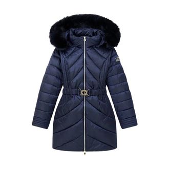 Emporio Armani Gesteppter Caban-Mantel mit Kapuze und Kunstfell - - Coats - Damen - Blau - M