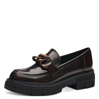 Marco Tozzi Damen Loafer mit Plateau aus Kunstleder mit Kette, Braun (Cafe Brush), 38