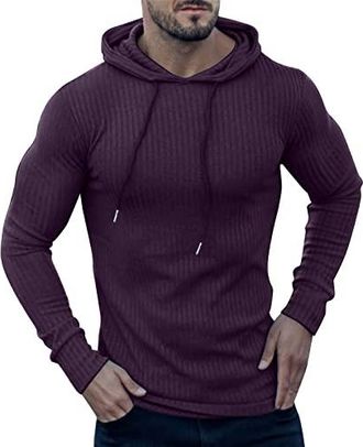 Generic Chemise de bodybuilding à manches longues pour homme - Coupe ajustée - Haut dentraînement athlétique évacuant lhumidité - Séchage rapide, violet, XXL