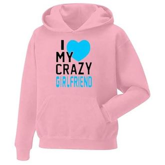Generico Sweat à capuche à manches longues avec inscription I Love My Crazy Girlfriend pour femme, Rosé, XXXL