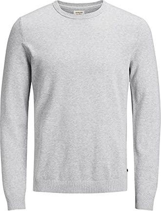 Jack & Jones Pull Classique en Tricot pour Homme, Gris Clair chiné, XXXL
