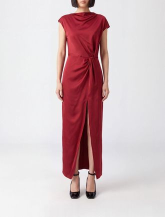 Federica Tosi Asymmetrisches, drapiertes Midi-Abendkleid aus Satin