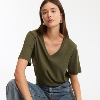 La Redoute Collections T-shirt Col V Manches Courtes