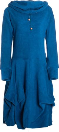 vishes warmes Fleece Kleid mit Daumenl&ouml;chern und verstellbarem Schalkragen - Alternative Bekleidung t&uuml;rkis 50