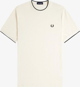 Fred Perry Mesh-T-Shirt aus einem Baumwollgemisch mit Streifenakzenten in