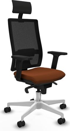 Piqueras y Crespo B&uuml;rostuhl braun mit 2D-Armlehnen, h&ouml;henverstellbarer Lendenwirbelst&uuml;tze und festem Kopfteil, ausgestattet mit Sincro 5 Positionen und injiziertem Scha