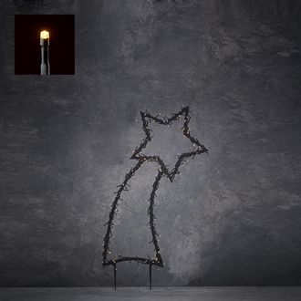 Luca Lighting Garden dLight Sternschnuppe Gartenstecker mit warm-wei&szlig;er LED-Beleuchtung - L35 x H77 cm - Schwarz