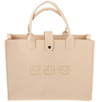 Milisten Paquet Fourre-Tout Multifonction en Feutre Grosse Capacit&eacute;, Paquet &agrave; Main Portable Motif Trois Ours, Couleur Naturelle, pour &Eacute;cole, Camping et Rangeme