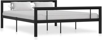 vidaXL Bettgestell Schwarz und Wei&szlig; Metall 120x200 cm Vidaxl