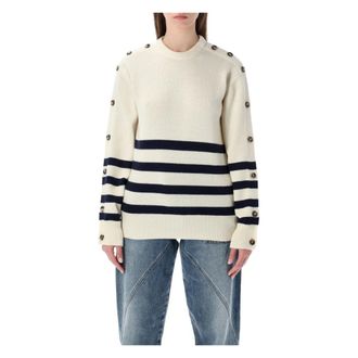 J.W.Anderson Gestreifter Breton-Pullover mit Knopf&auml;rmeln - - Knitwear - Damen - Beige - M