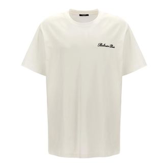 Balmain Homme, Tops, Blanc, Taille: XL T-shirt Signature