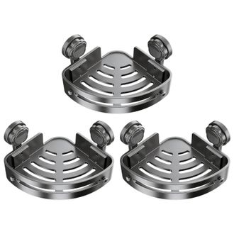 Generico Eck-Duschregal - ohne Bohren, mit Haken und Saugn&auml;pfen, Tragf&auml;higkeit 18 kg, f&uuml;r Badewanne, Haus, Hotel, Wohnung, Seife, Gel