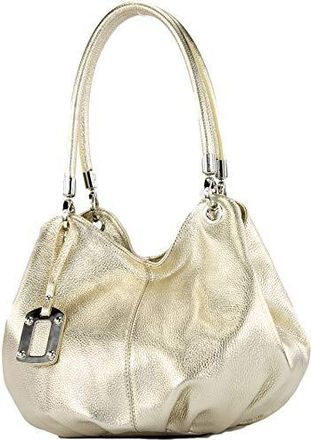 modamoda.de sac sac italien en cuir épais 228, Couleur:Lightgold Metallic