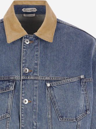 J.W.Anderson Mens Cotton Denim Jacket With Corduroy Collar