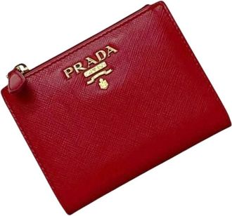 Prada Portefeuille bi-pli Saffiano 1Ml023 doccasion - Femme - Pre-owned - Rouge - Taille: ONE Size