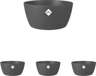 ELHO Brussels Schale 23 - Blumentopf f&uuml;r Innen - &Oslash; 22.9 x H 10.8 cm - Schwarz/Anthrazit (Packung mit 4)