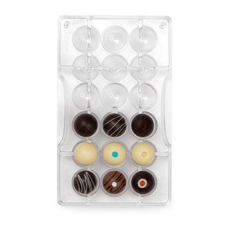 Decora 0050152 SCHOKOLADENFORM HALBKUGEL MIT Loch 18 CAV Ø 25 X 12,5 H MM, Polycarbonate, Hell