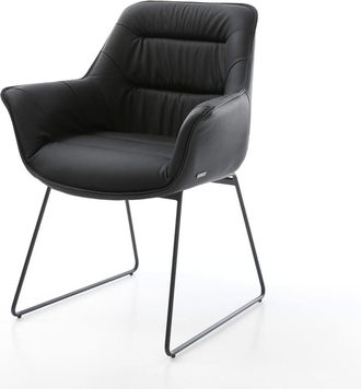 DELIFE Esszimmerstuhl Kaira-Flex Echt-Leder Schwarz Kufengestell Schwarz, Esszimmerstühle