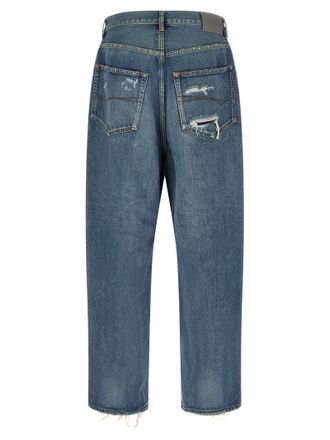 Balenciaga Distressed Baggy Denim Jeans - Blue