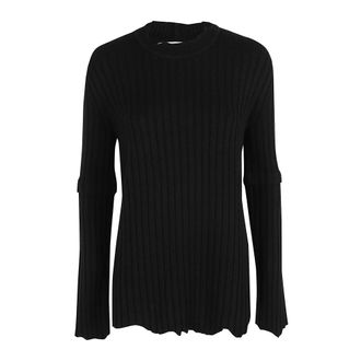 Helmut Lang Rippstrick Rundhals Pullover - - Knitwear - Damen - Schwarzk - M