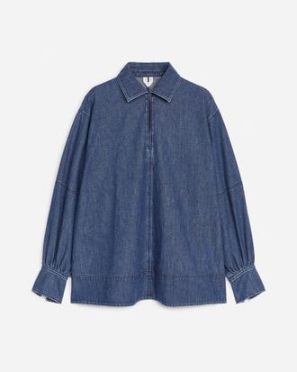 Arket Jeansbluse Mit Puff&auml;rmeln -Blau