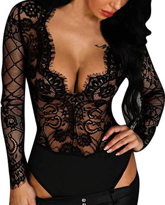 QWUVEDS Lingerie sexy femmes pour le sexe sous-v&ecirc;tements transparents soutien-gorge de sport femmes sous-v&ecirc;tements transparents dentelle noire brod&eacute;e maille t