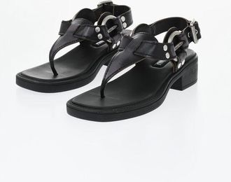 Miu Miu Leather Thong Sandals With 4 Cm Buckle size 36,5