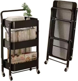 Generic Chariot de Cuisine/Salon &eacute;troit &agrave; roulettes avec &eacute;tag&egrave;re Pliable for Un Rangement Mobile, Facile &agrave; Assembler, &agrave; Plusieurs Niveaux, Gain de Place, for 
