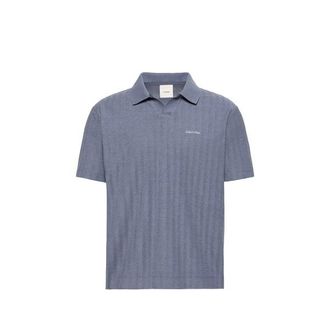 Calvin Klein Polo ray&eacute; &agrave; manches courtes en coton m&eacute;lang&eacute;