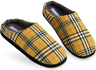 Dunlop Dunlop Chaussons Homme Hiver - Pantoufles Homme Chaude Confortable - Chausson Homme Fourré Mémoire de Forme (Gris/Moutarde, Numeric_45)