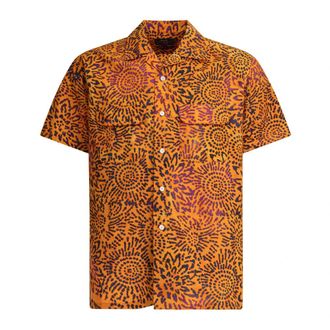 Beams Plus Open Collar Batik Print Shirt - - Shirts - Herren - Orange - S