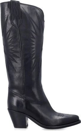 Golden Goose Stiefel - Wish Star Black Leather Mid-Calf Boots - Gr. 36 (EU) - in Schwarz - f&uuml;r Damen