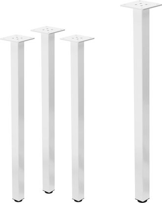 ML Design ML-Design 4er Set Tischbeine I-Design 72 cm, Wei&szlig; gl&auml;nzend, aus pulverbeschichtetem Stahl, eckig, Profil 4x4 cm, H&ouml;henverstellbare M&ouml;belf&uuml;&szlig;e 1-4 cm, M