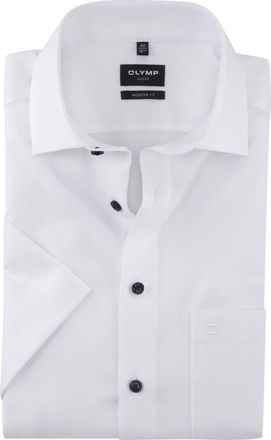 Olymp Herren Businesshemd Langarm Luxor,Einfarbig,modern fit,Global Kent,Weiss 00,38