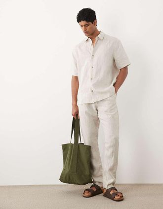Asos Chemise densemble d&eacute;contract&eacute;e en pur lin - Beige-Neutral