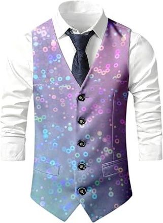 Generico Gilet pour homme Carnaval Costume color&eacute; avec imprim&eacute; masque Col en V Costume de carnaval Costume &agrave; th&egrave;me de Venise | pour sc&egrave;ne et d&eacute;fil&eacute;, C multicol